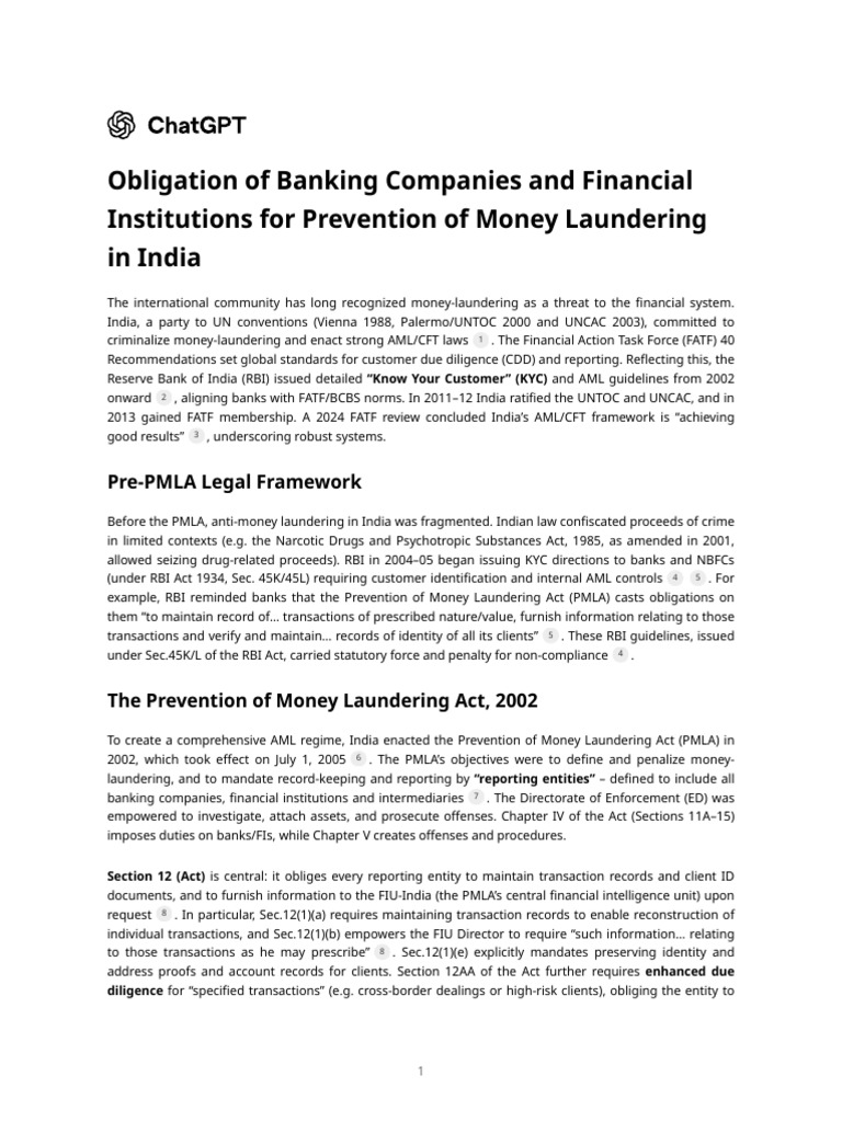 PMLA Obligations for Banks in India | PDF | Financial Regulation | Justice