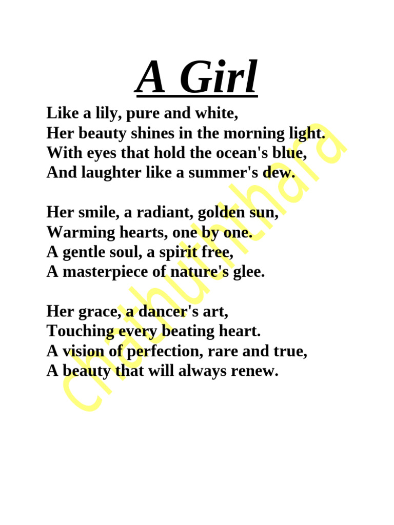 Ode to a Beautiful Girl | PDF