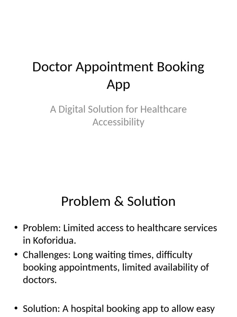Hospital Booking App Presentation | PDF