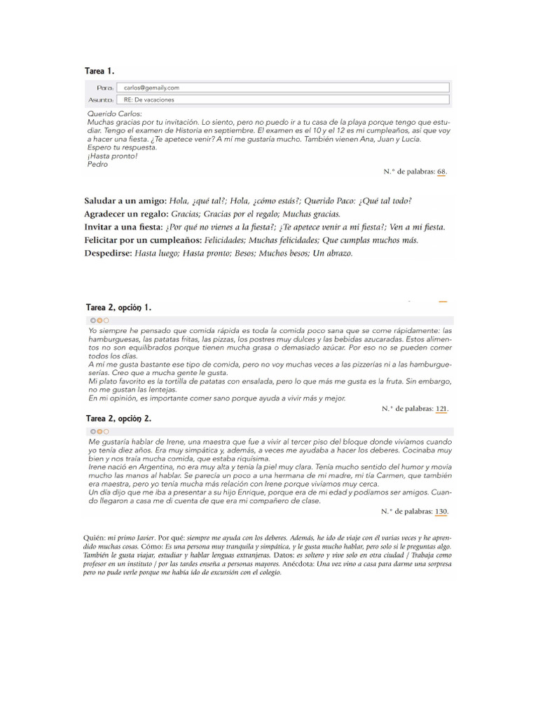 Modelo DE EXPRESION ESCRITA PARA DELE B1 | PDF