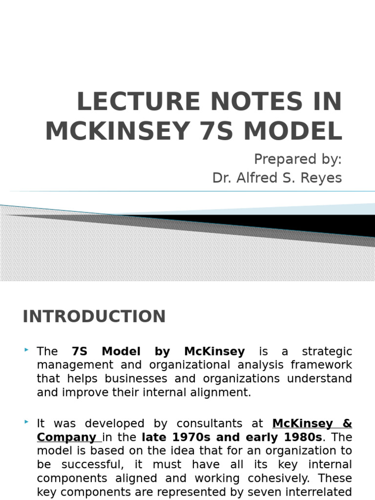 Lecture Notes in Mckinsey 7s Model | PDF | System | Leadership