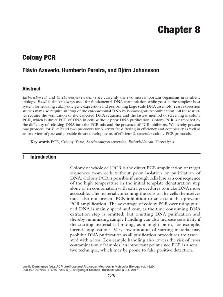 Yeast Colony PCR Protocols Overview | PDF | Polymerase Chain Reaction ...