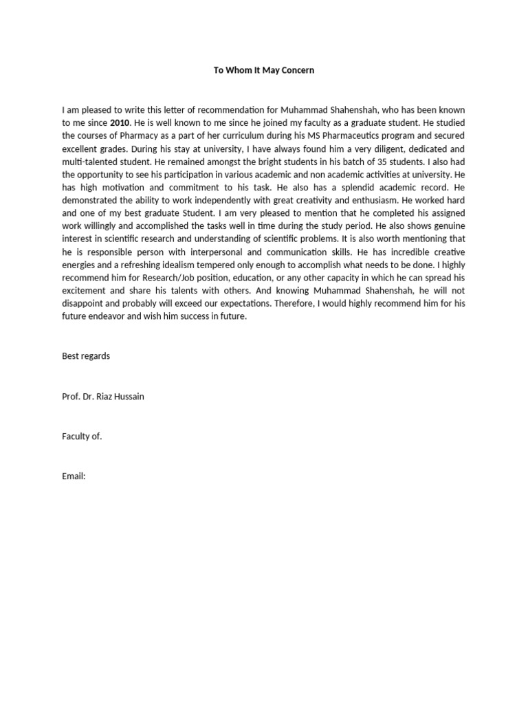 Formate Ref Letter | PDF