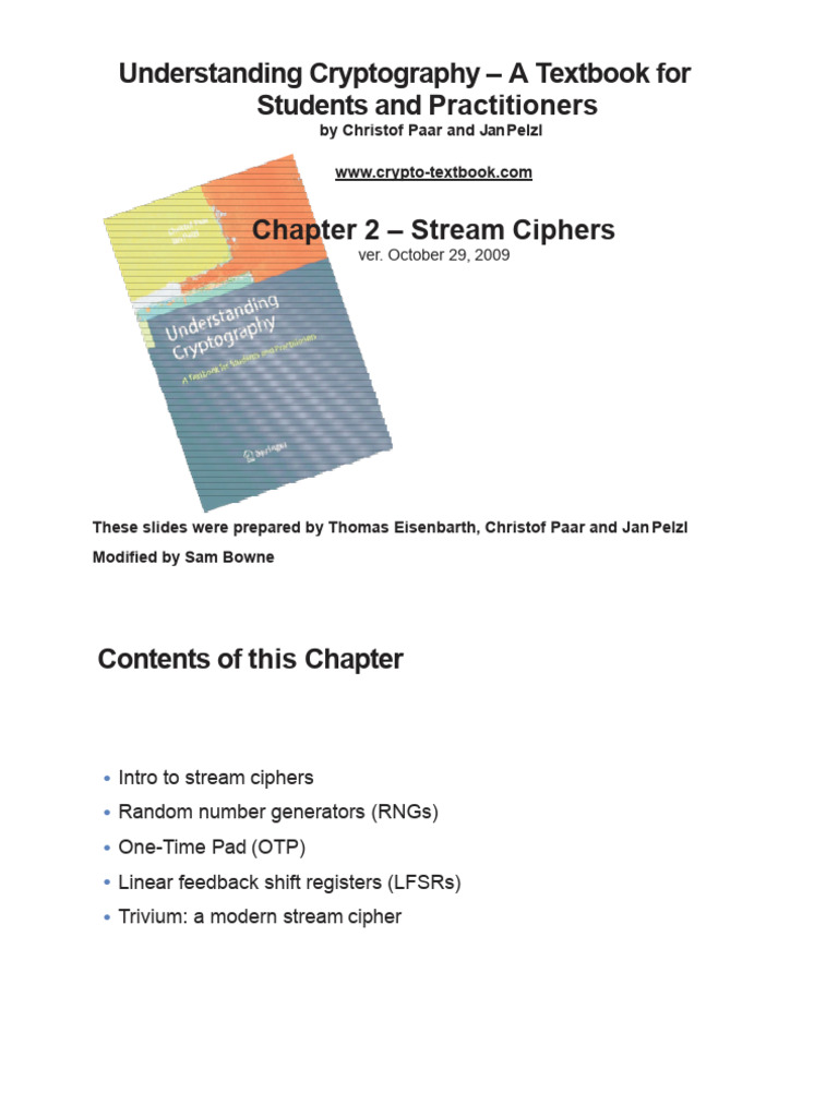 Chapter 2A - Stream Ciphers | PDF | Cryptography | Encryption