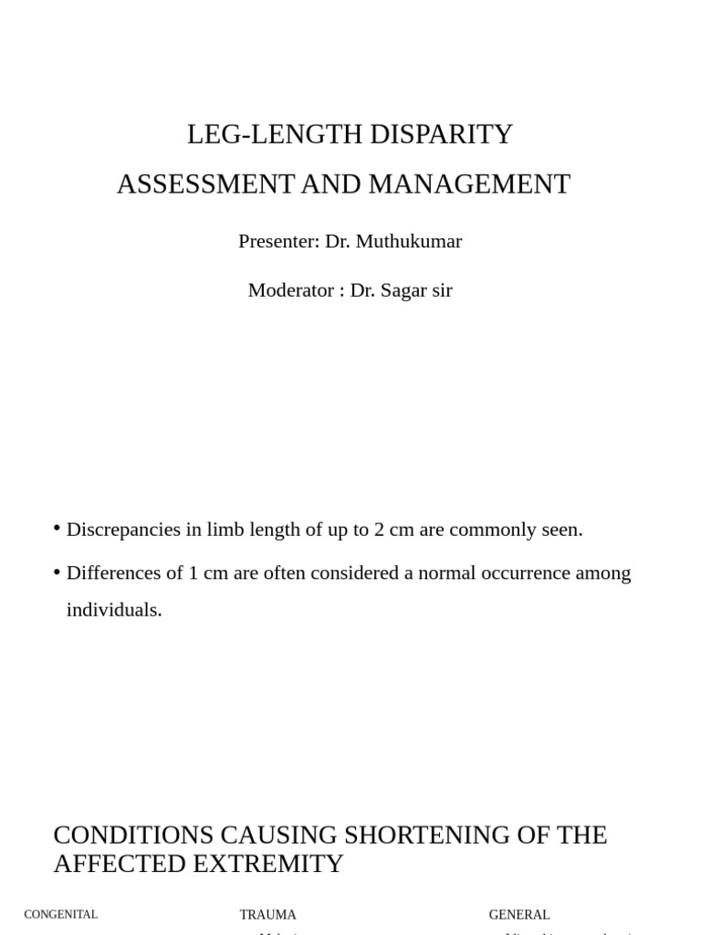 Leg Length Discrepancy 1 | PDF | Diseases And Disorders | Medical ...