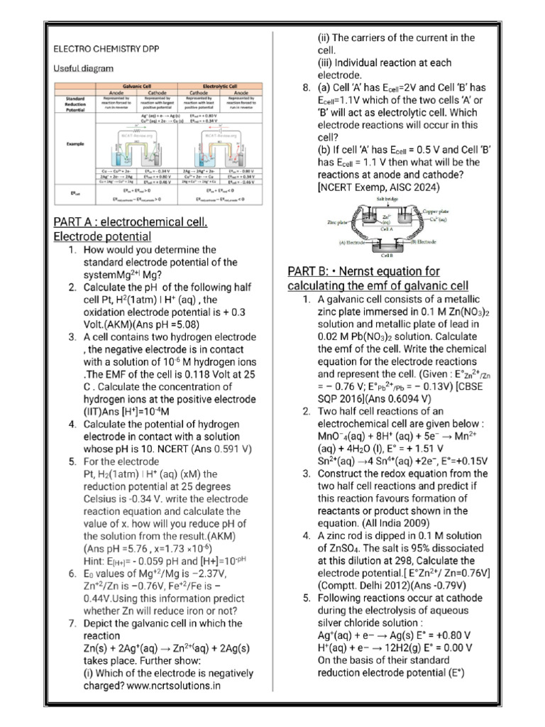 Electrochemistry DPP .. | PDF