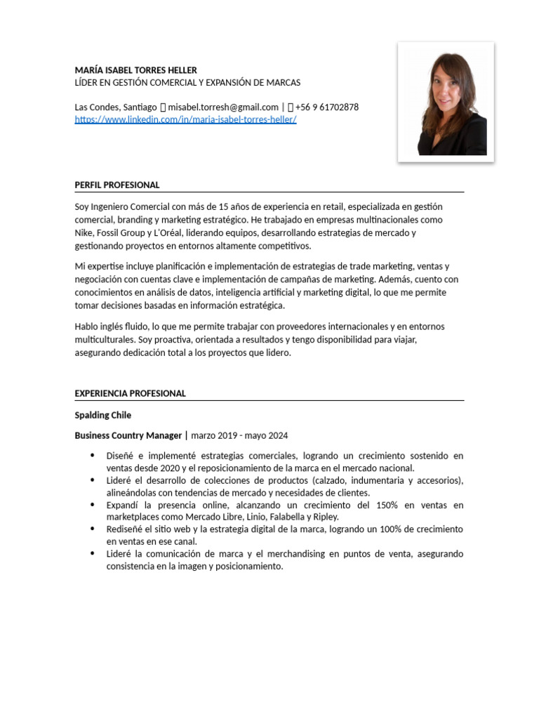 CV de María Isabel Torres Heller | PDF | Marketing | Marca