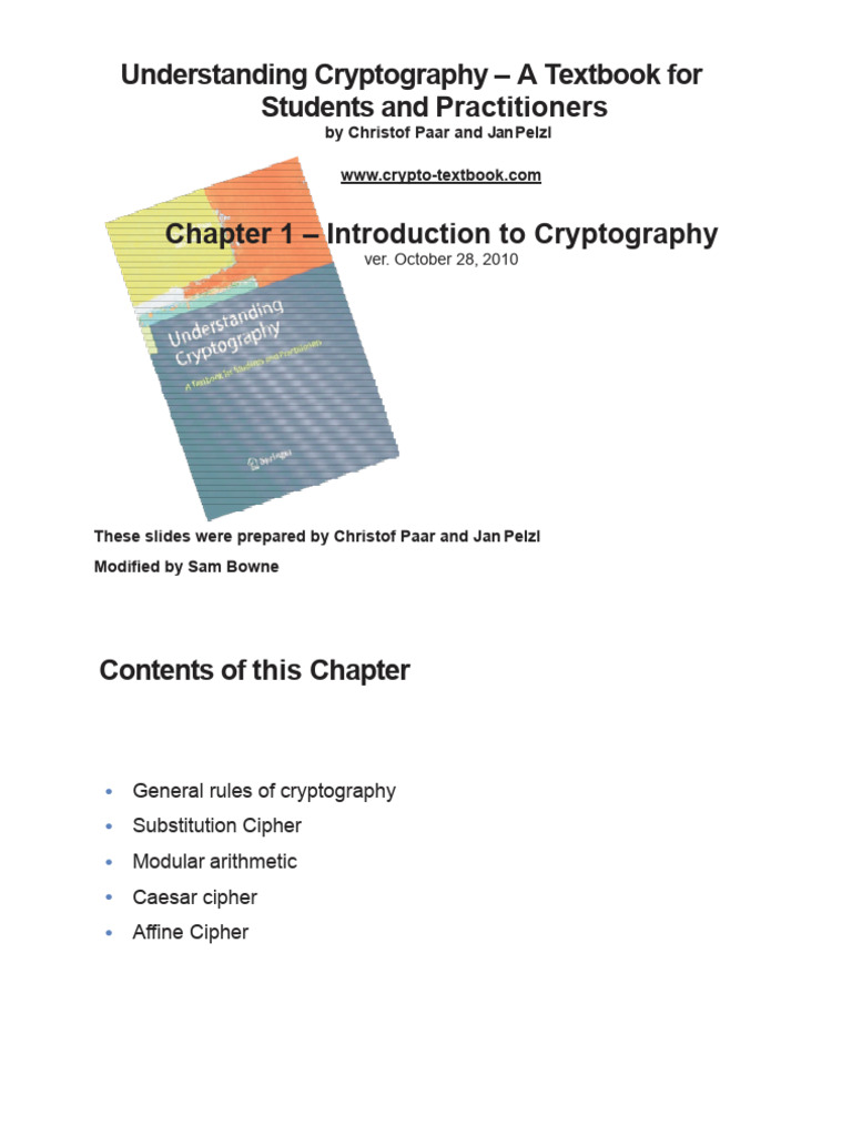 Chapter 1 Introduction To Cryptography Pdf Cryptography Encryption
