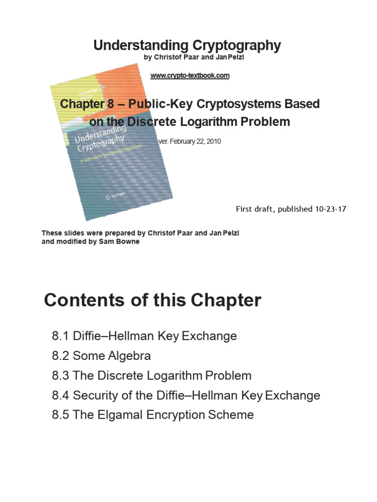Chapter 8 – Public-Key Cryptosystems Based on the Discrete Logarithm ...