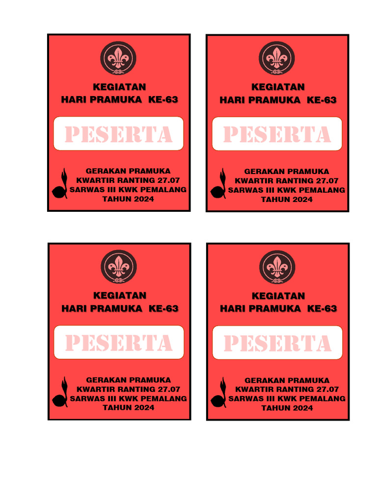 ID Card Peserta Hari Pramuka 63 | PDF