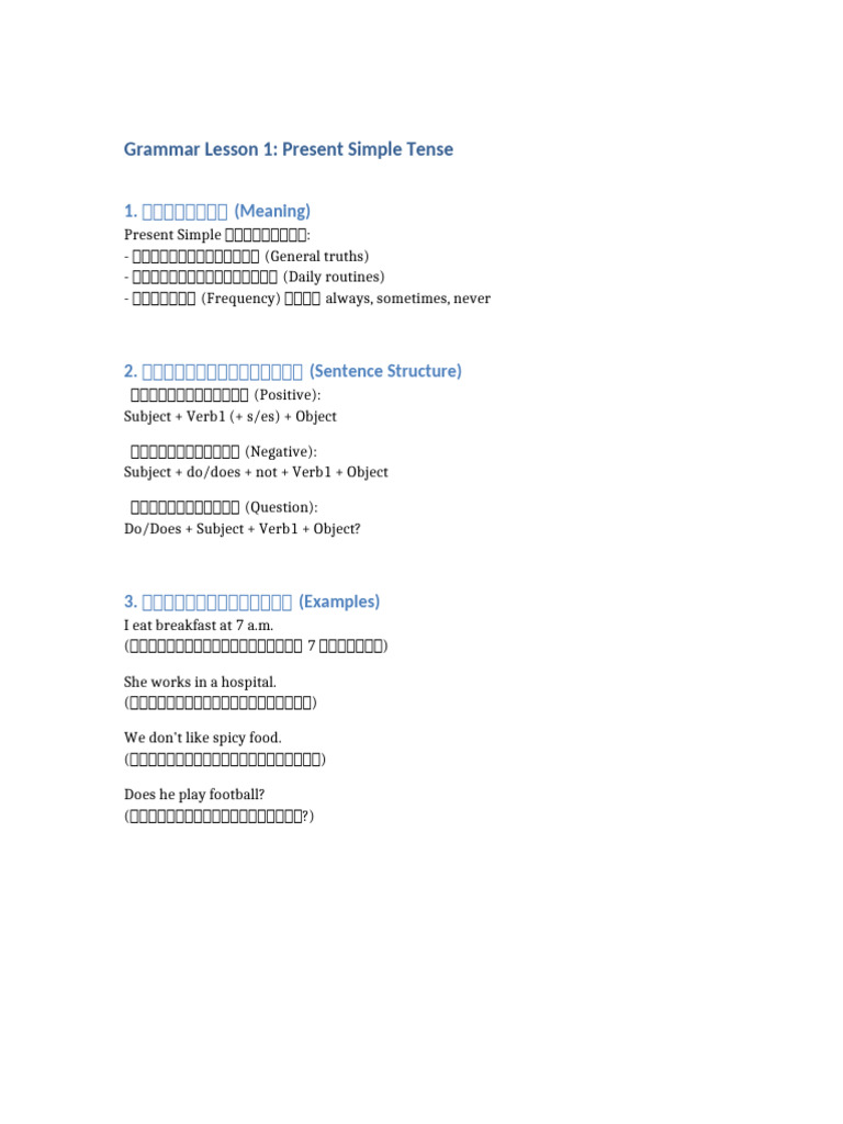 Present Simple Tense Lesson | PDF