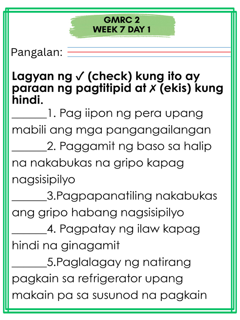 GMRC Worksheet W7 | PDF