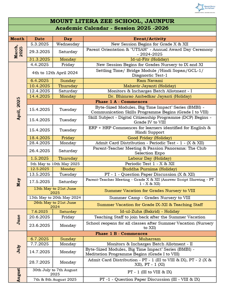 Academic Calendar - 2025 - 2026 | PDF | Observances