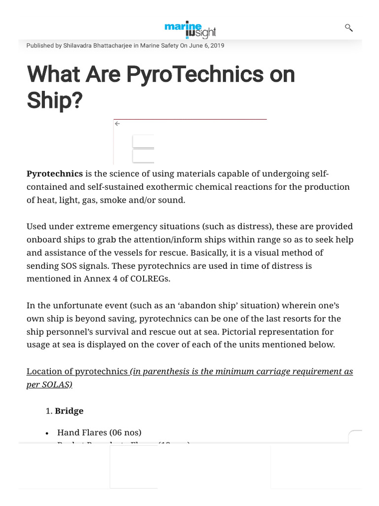 What Are PyroTechnics on Ship | PDF