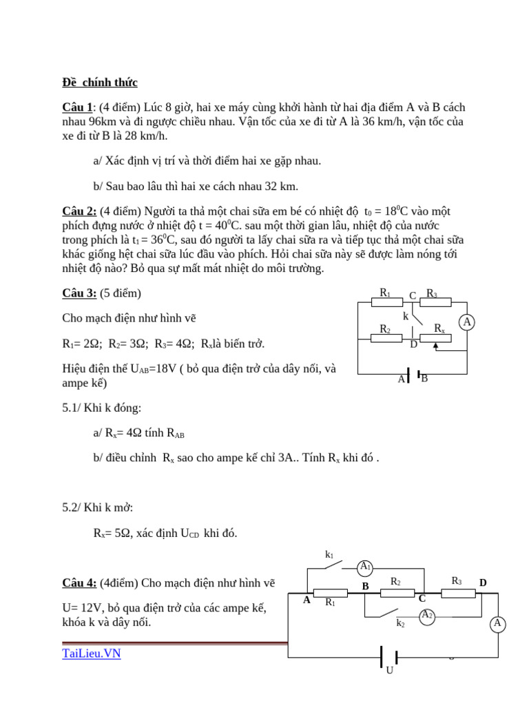 Đề Chính Thức Câu 1: Tailieu.Vn | PDF