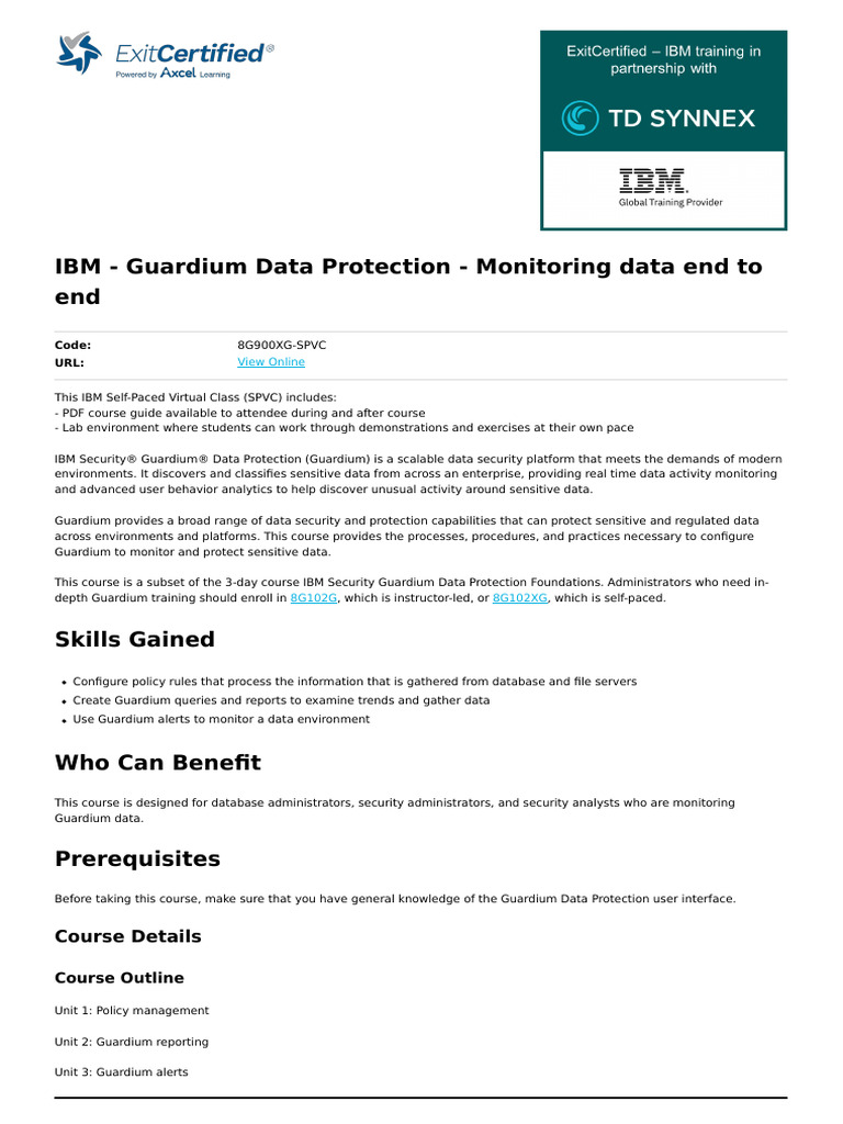 Guardium Data Protection Monitoring Data End to End | PDF