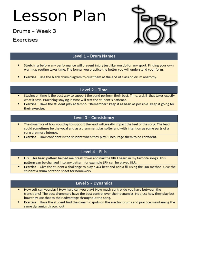 Lesson 3 Drums Exercises | PDF