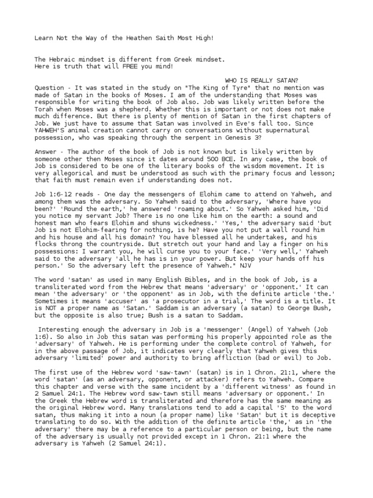 Who and What Is NACHASH? | PDF | Serpents In The Bible | Satan