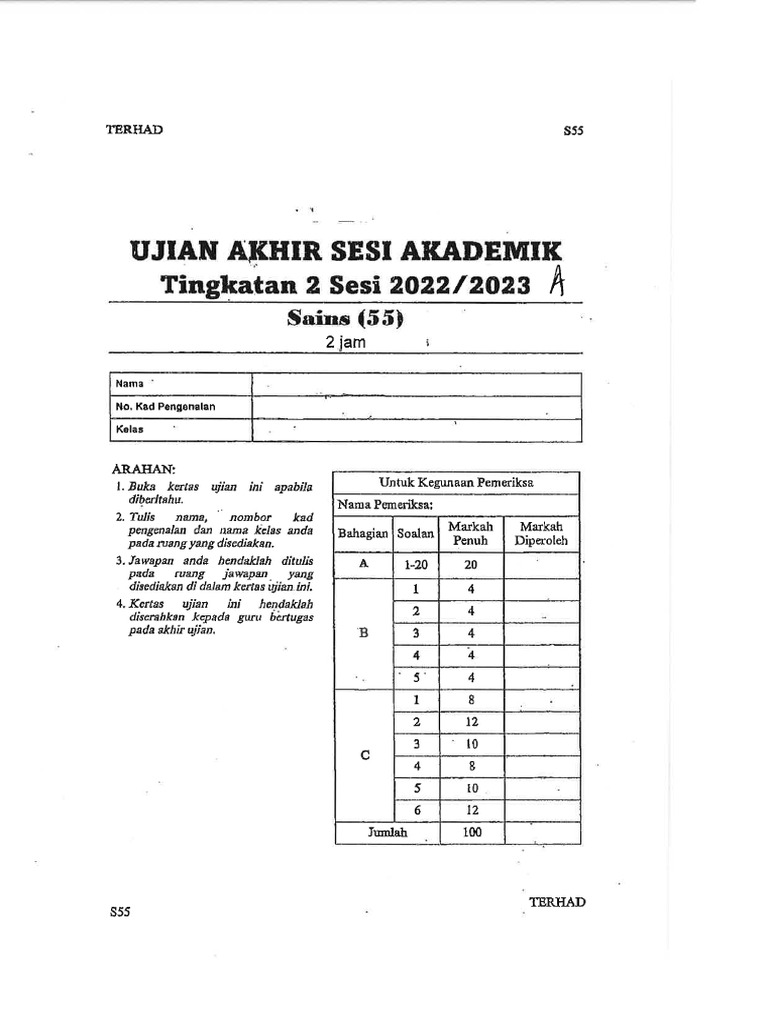 Form 2 Scienceset A | PDF