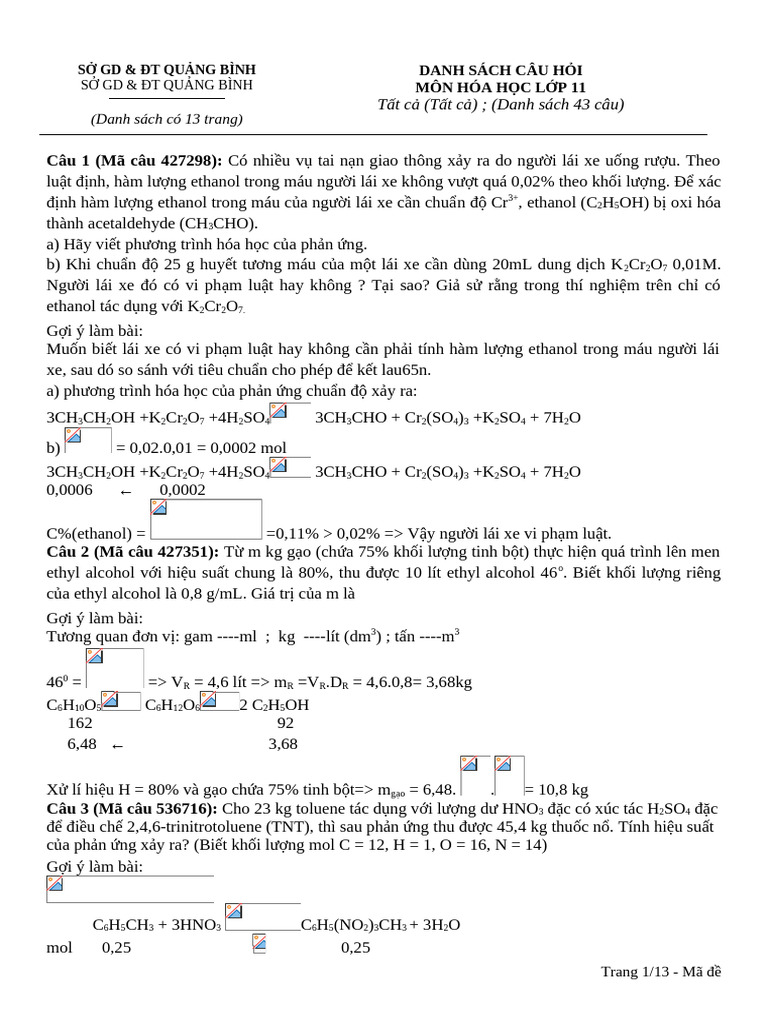Câu 1 (Mã Câu 427298) :: (Danh Sách Có 13 Trang) | PDF