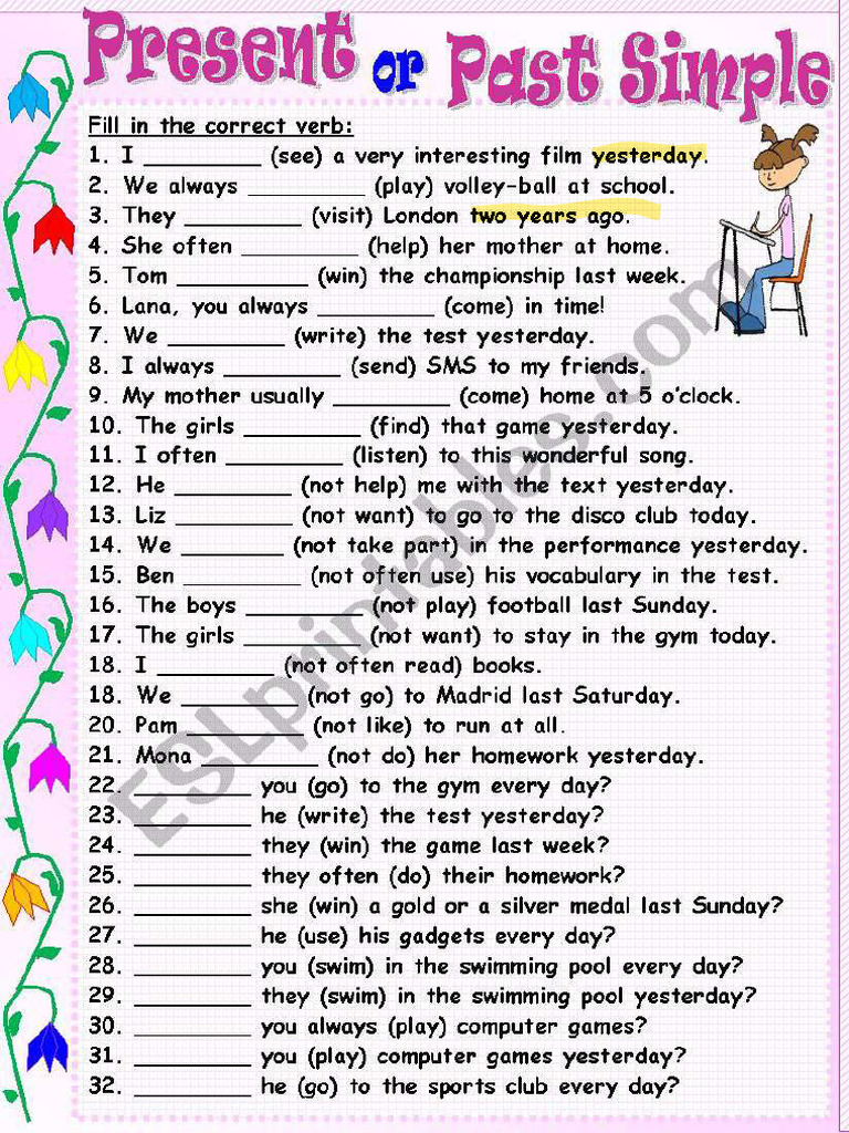 1-Present or Past Simple Worksheet | PDF