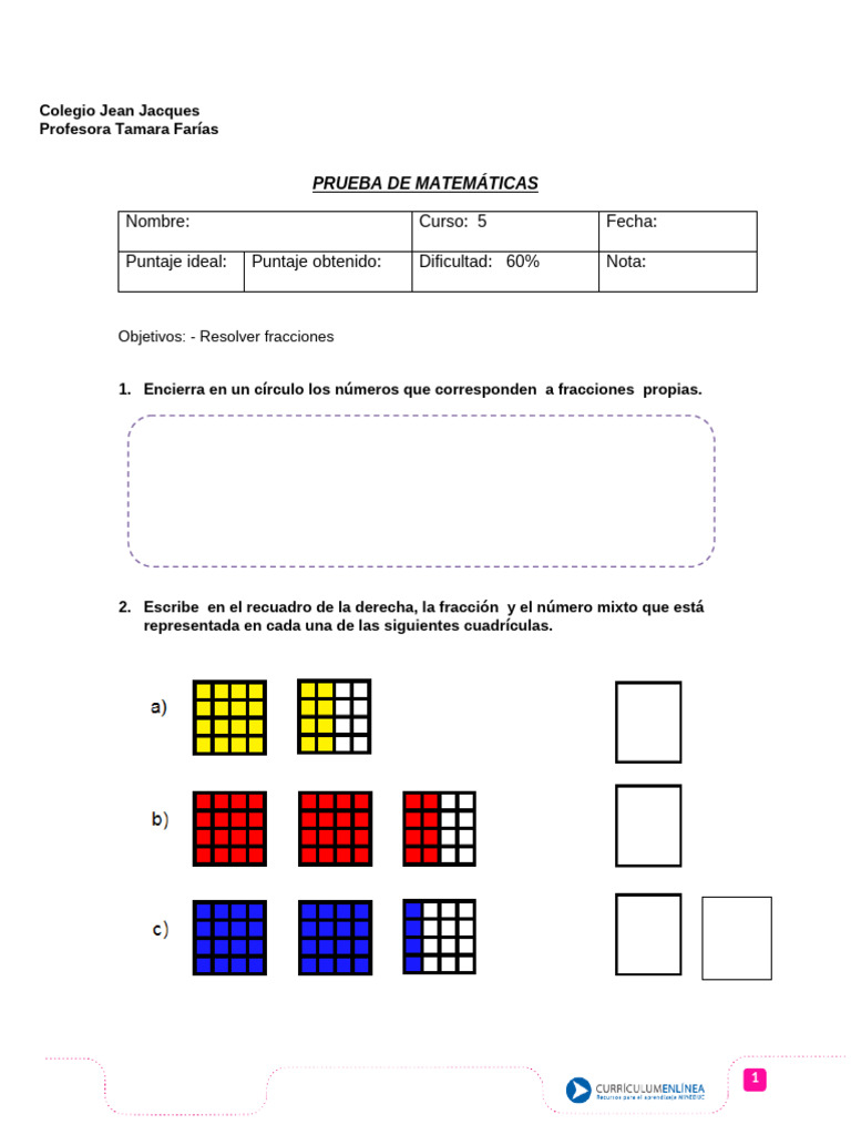 PRUEBA FRACCIONES | PDF