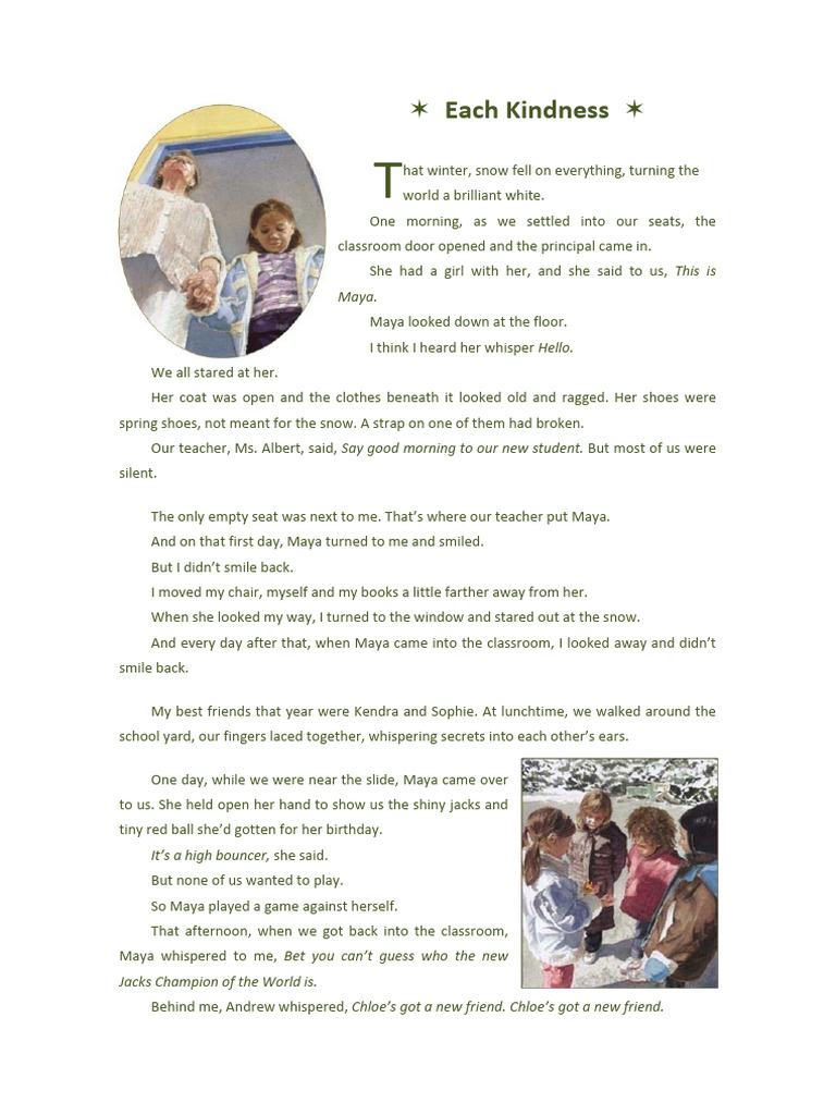 Story Each Kindness | PDF