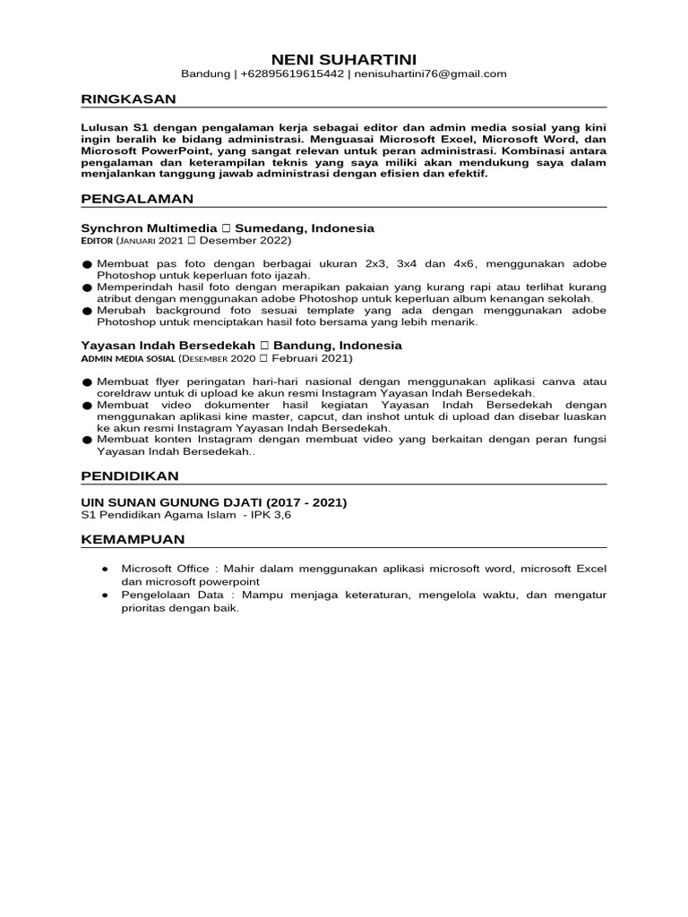 Contoh CV ATS | PDF