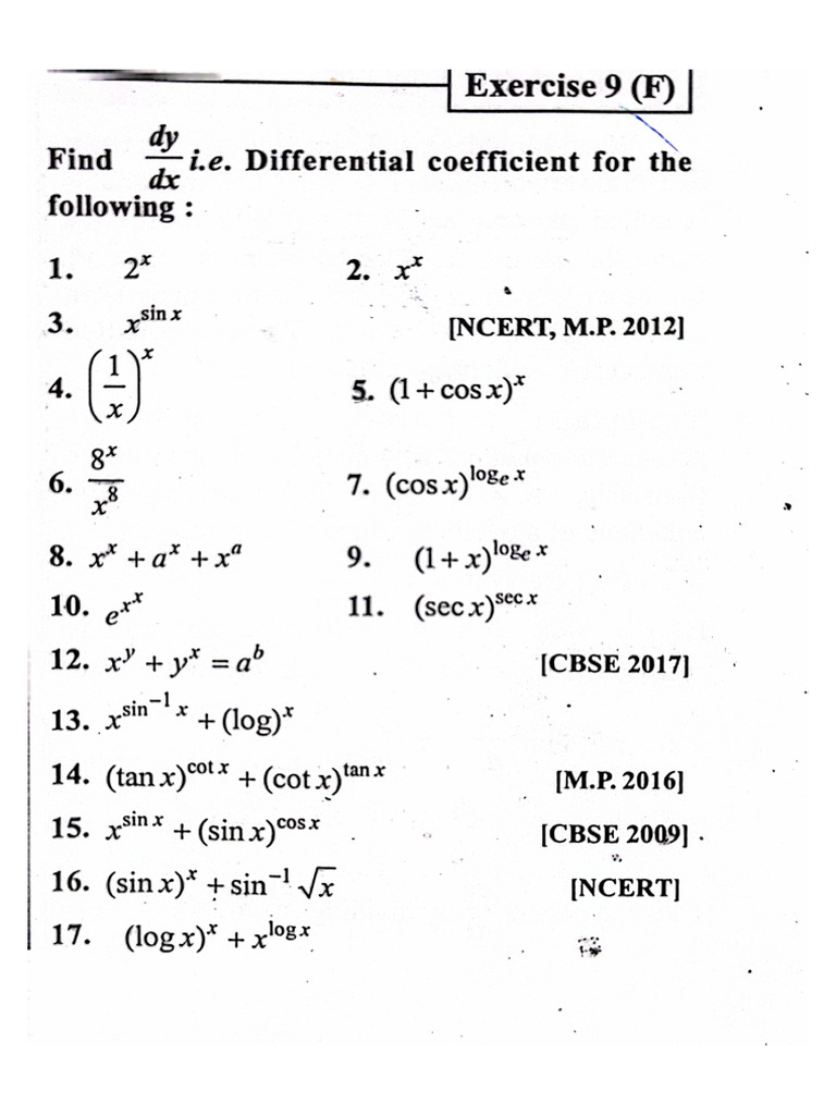 Logarithmic Differentiation Practice Sheet | PDF