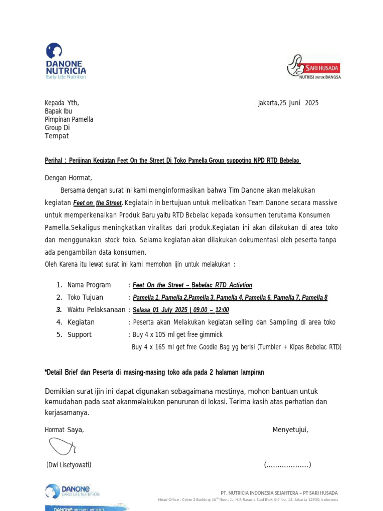 Permit Letter - Danone Day Pamella Group | PDF