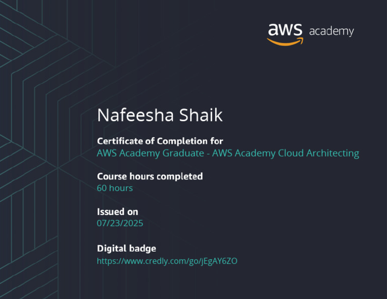 AWS Academy Graduate AWS Academy Cloud Architecting Badge20250729-31-Tw7ozh | PDF