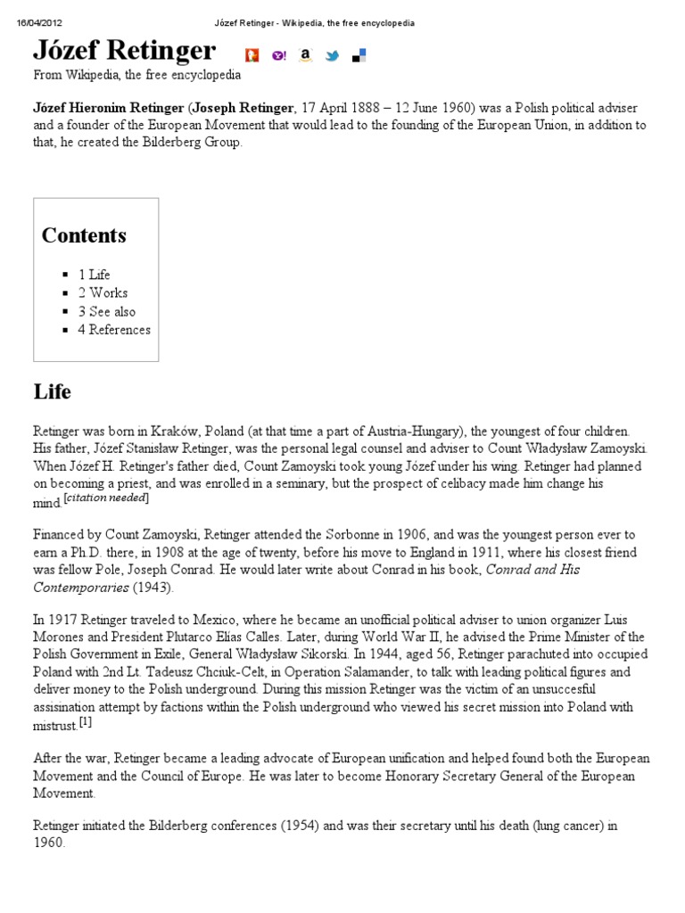 Józef Retinger - Wikipedia | PDF | Poland | Unrest