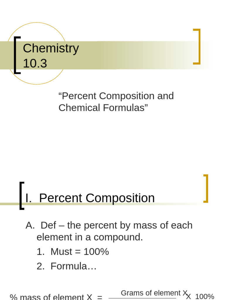 Percent Composition and Molecular Formula | PDF | Mole (Unit ...
