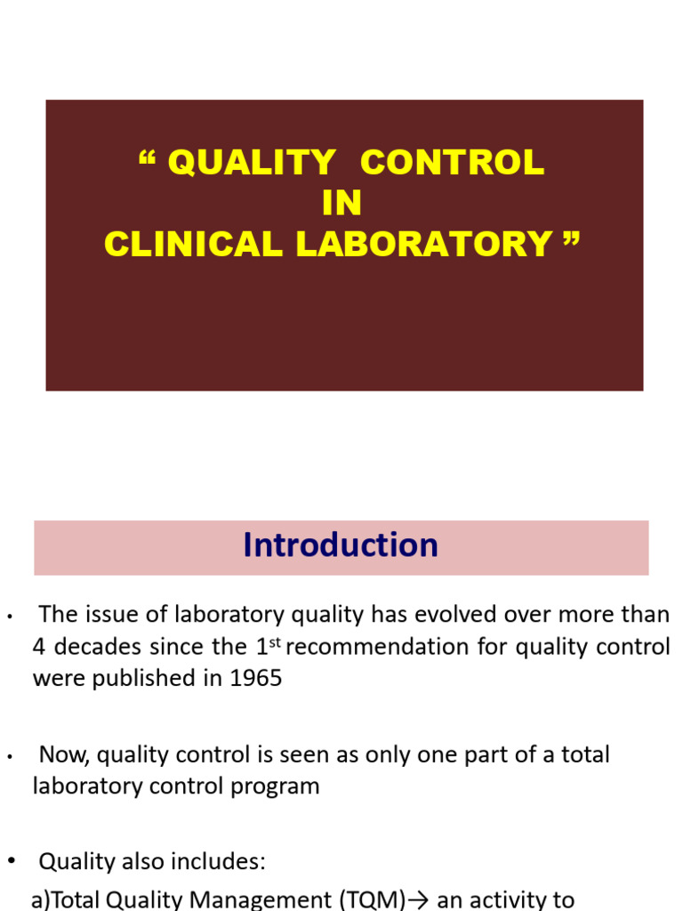 Quality Control in Clinical Laboratories | PDF | Error | Medical Error