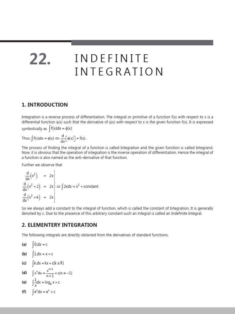 Lec-2 Indefinite Integration | PDF | Integral | Function (Mathematics)