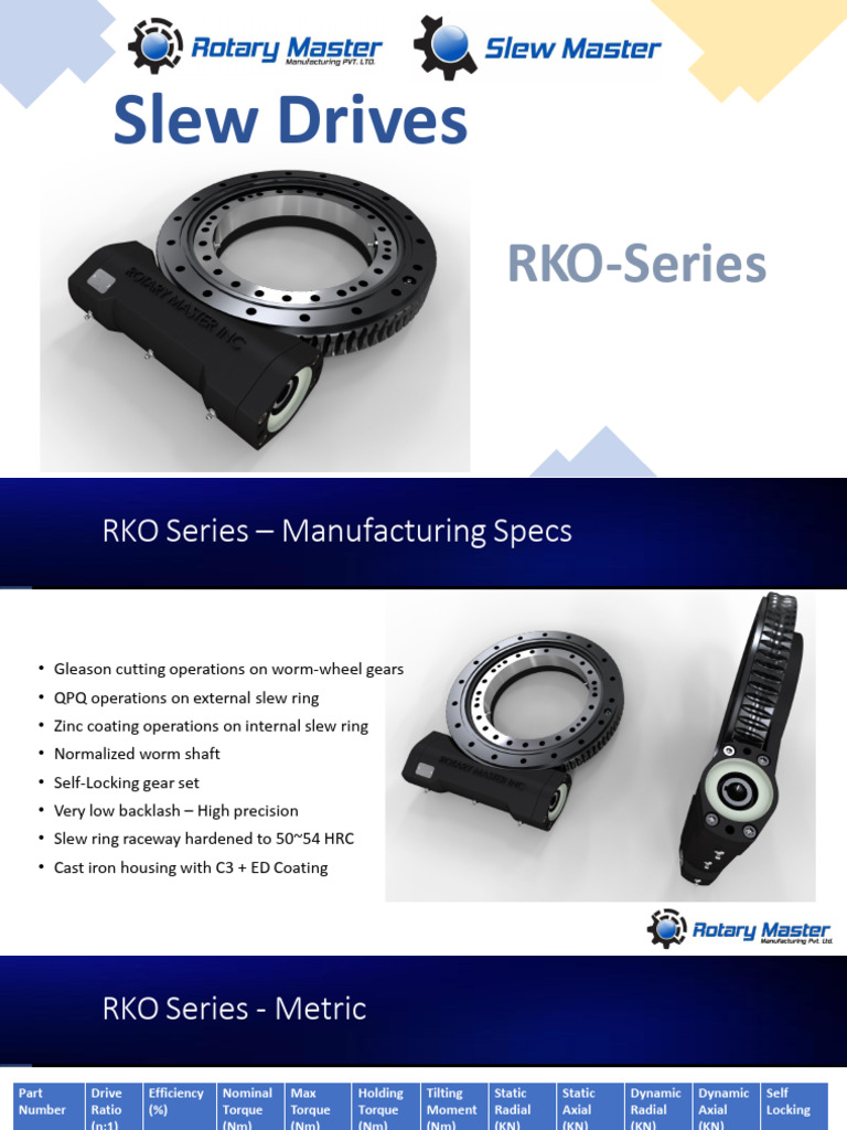 RKO Series Slew Drive Specifications | PDF | Gear | Machines