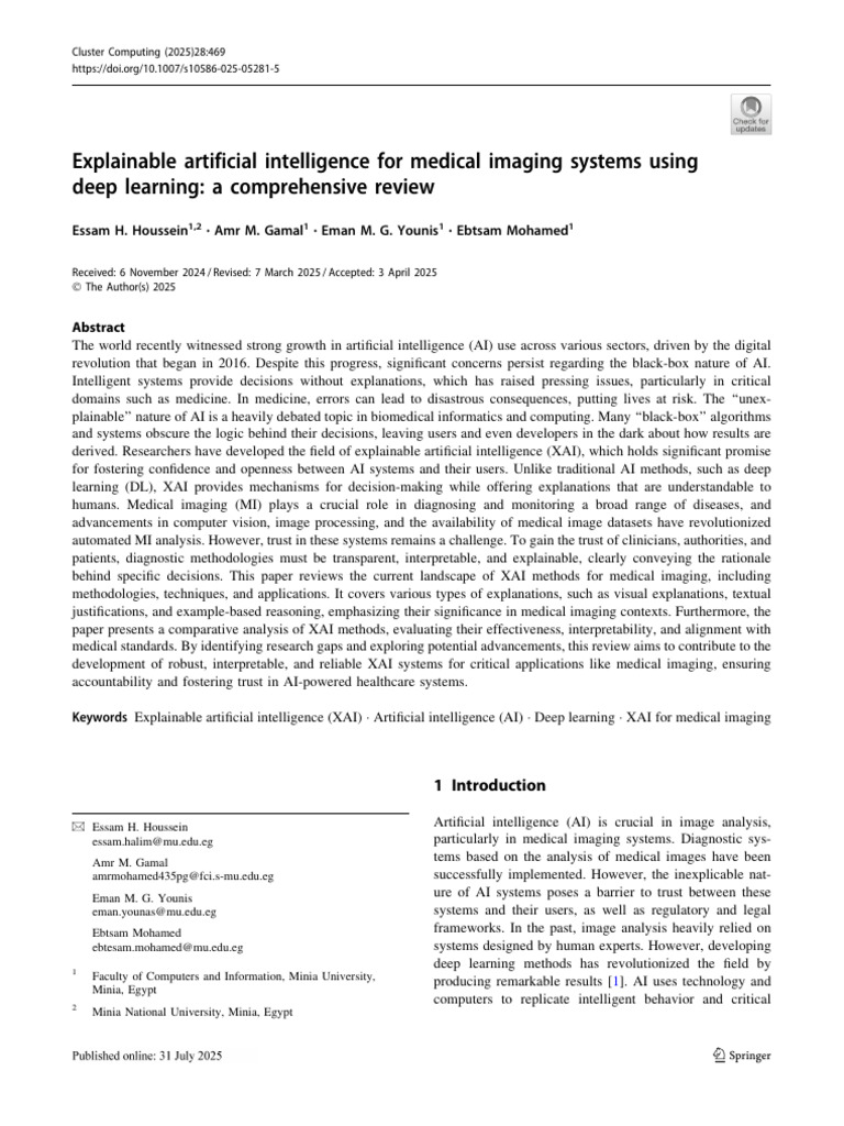 Explainable Artificial Intelligence For Medical Imaging Systems Using Deep Learning: A ...