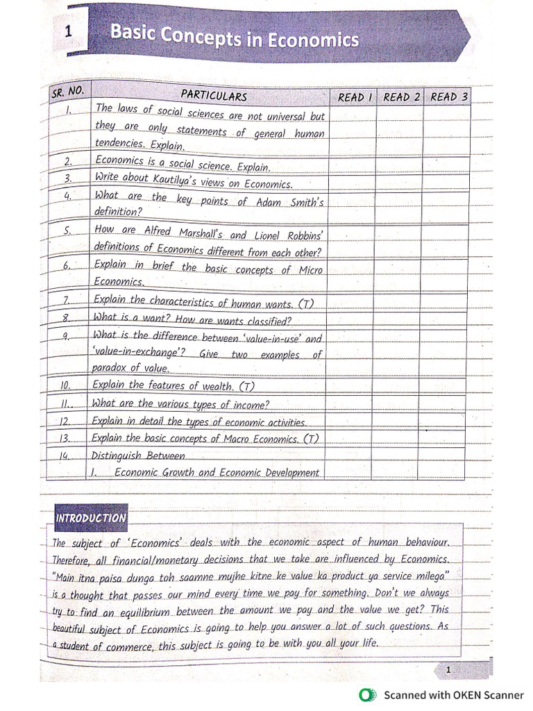 11th Eco CHP 1 Basic Concepts in Economics | PDF
