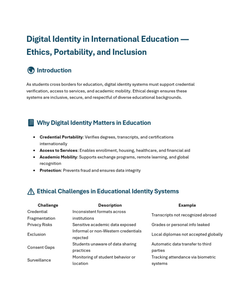 Digital Identity in International Education - Ethics, Portability, and ...