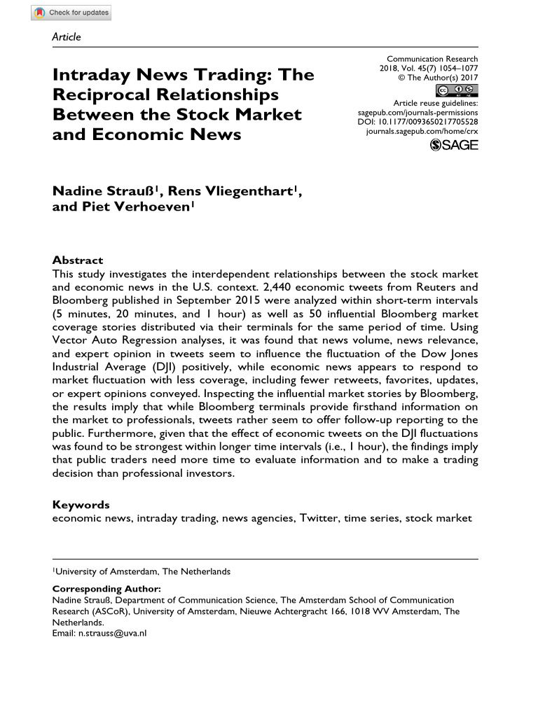 Strauss Et Al 2017 Intraday News Trading The Reciprocal Relationships ...