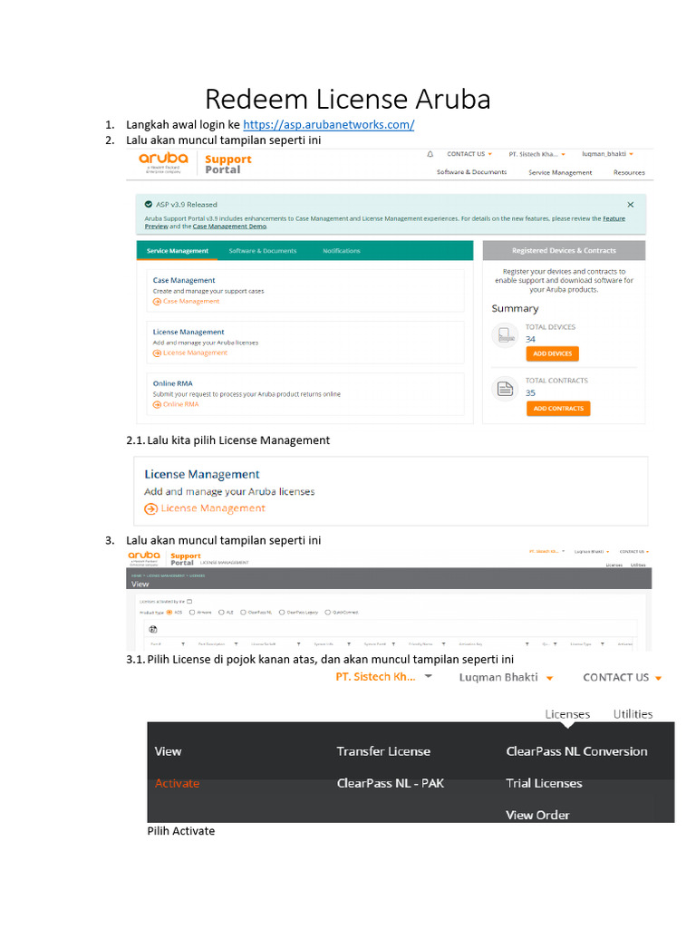 Redeem License Aruba | PDF