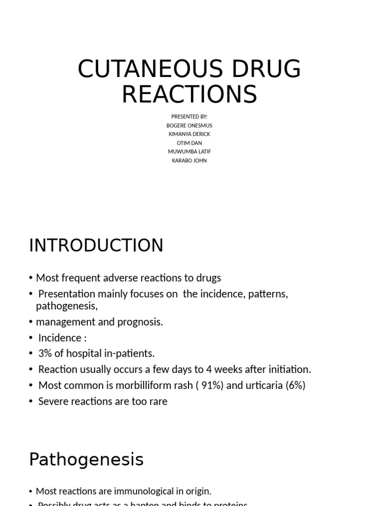 Cutaneous Drug Reactions (Autosaved) | PDF | Cutaneous Conditions | Drugs