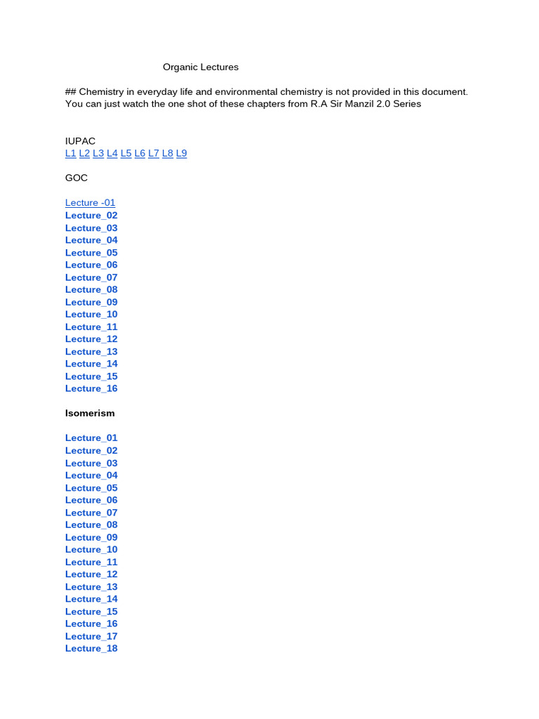 Organic Lectures | PDF