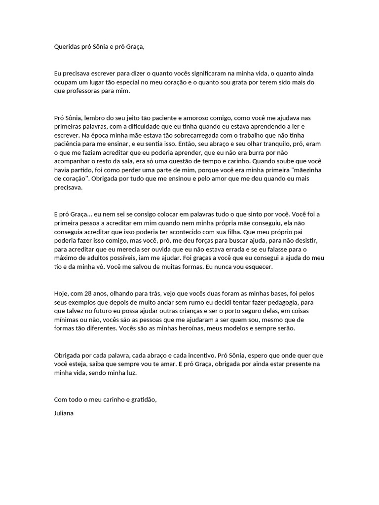 Carta Ao Professor | PDF