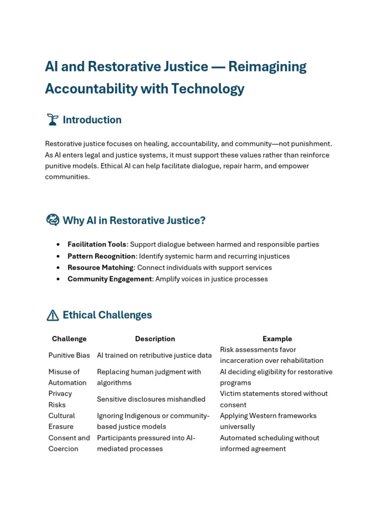 AI and Restorative Justice - Reimagining Accountability With Technology ...