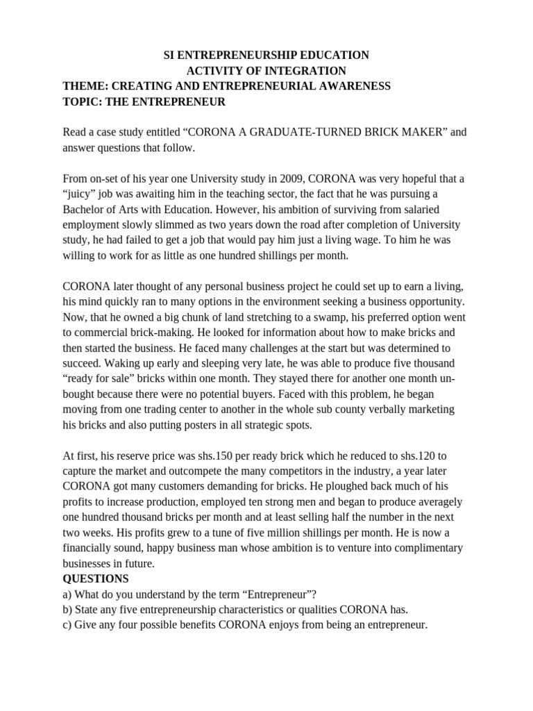 S1 Entrepreneurship Activity (1) | PDF