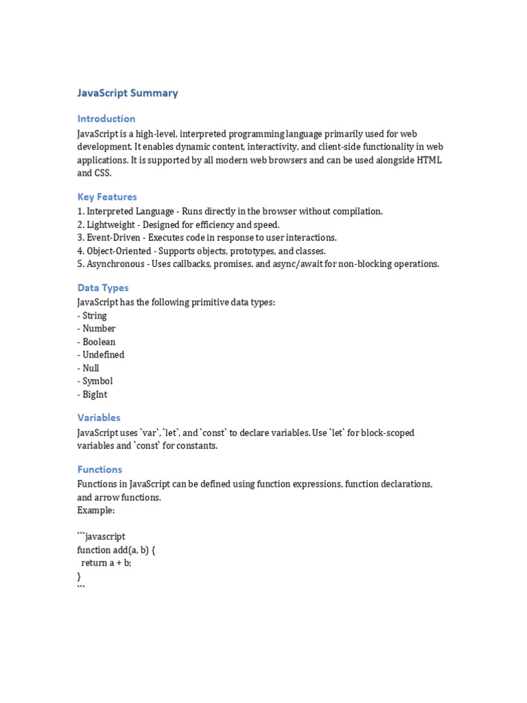 22BCY10150 JavaScript Summary | PDF