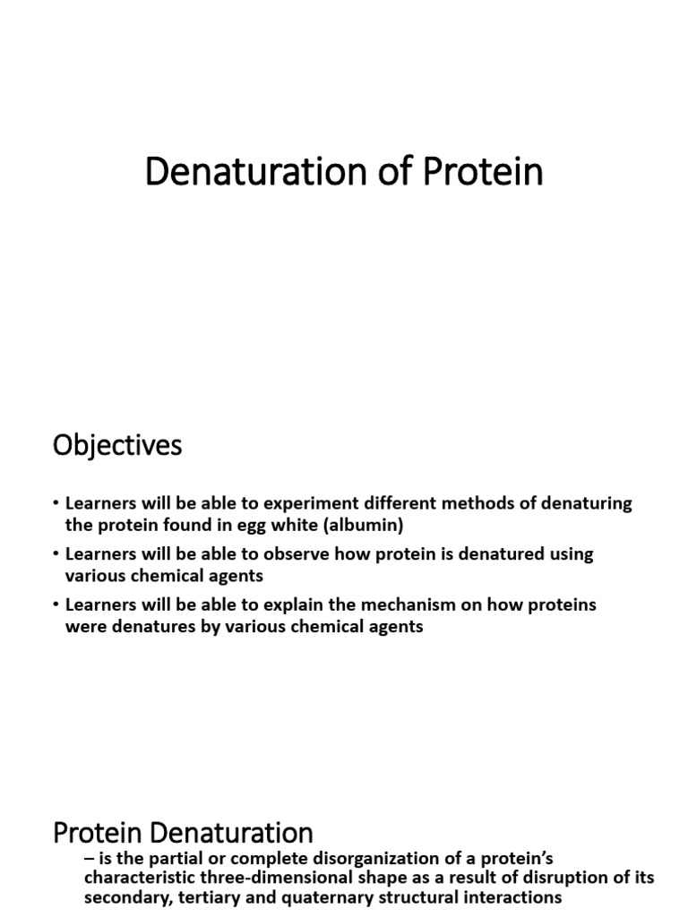 Methods and Factors of Protein Denaturation | PDF