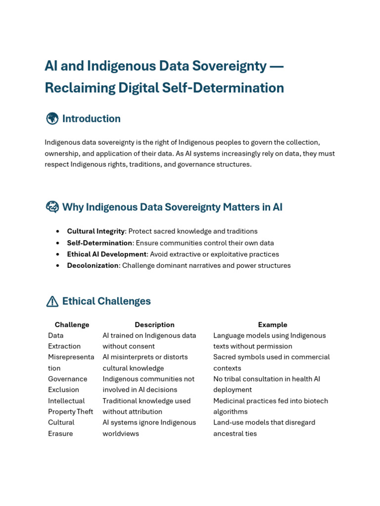 AI and Indigenous Data Sovereignty - Reclaiming Digital Self ...