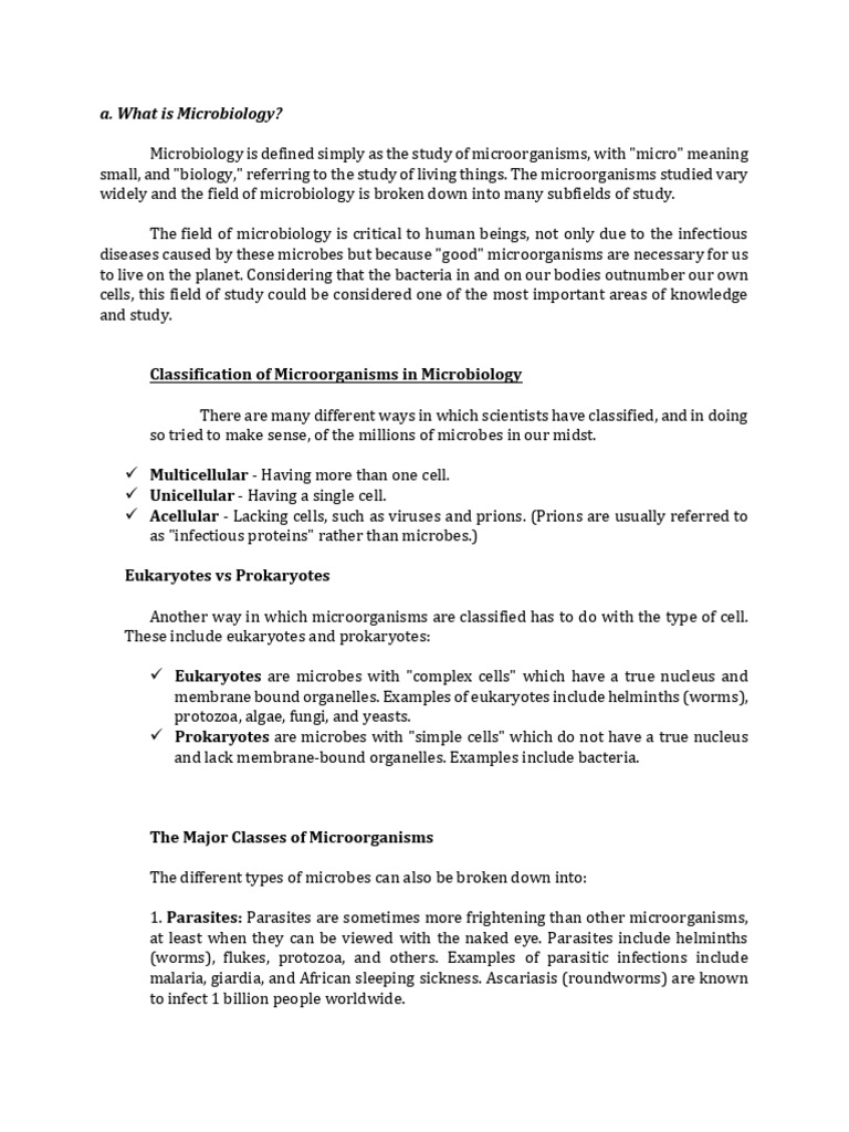 Lesson 1 Microbiology and Parasitology | PDF | Microbiology | Microorganism